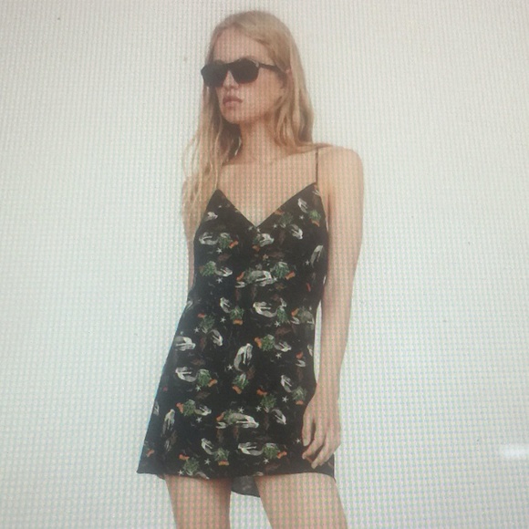 Zara | Dresses | Zara Szlarge V Neck Rayon Mini Dress With Spaghetti ...